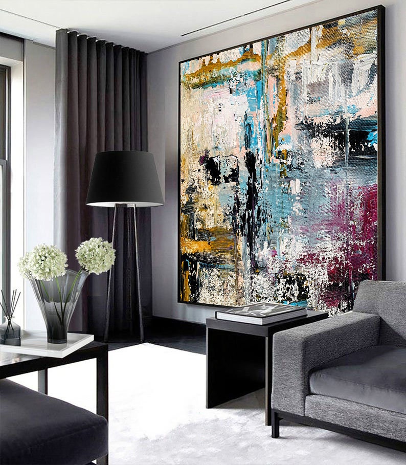 Textured Acrylic Painting Extra Large Hand Painted Long - Etsy