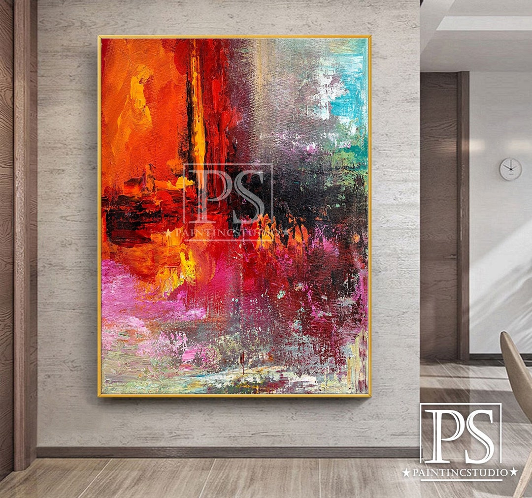 Unique Square Colorful Wall Art, Modern Original Abstract Art, Fancy ...