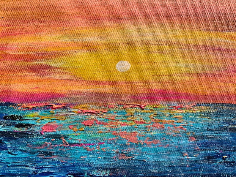 Sunset Painting,extra Large Wall Art,abstract Painting,seascape ...