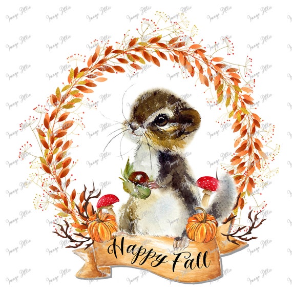 Happy Fall Squirrel Waterslide Decal Clear READY TO USE | Etsy