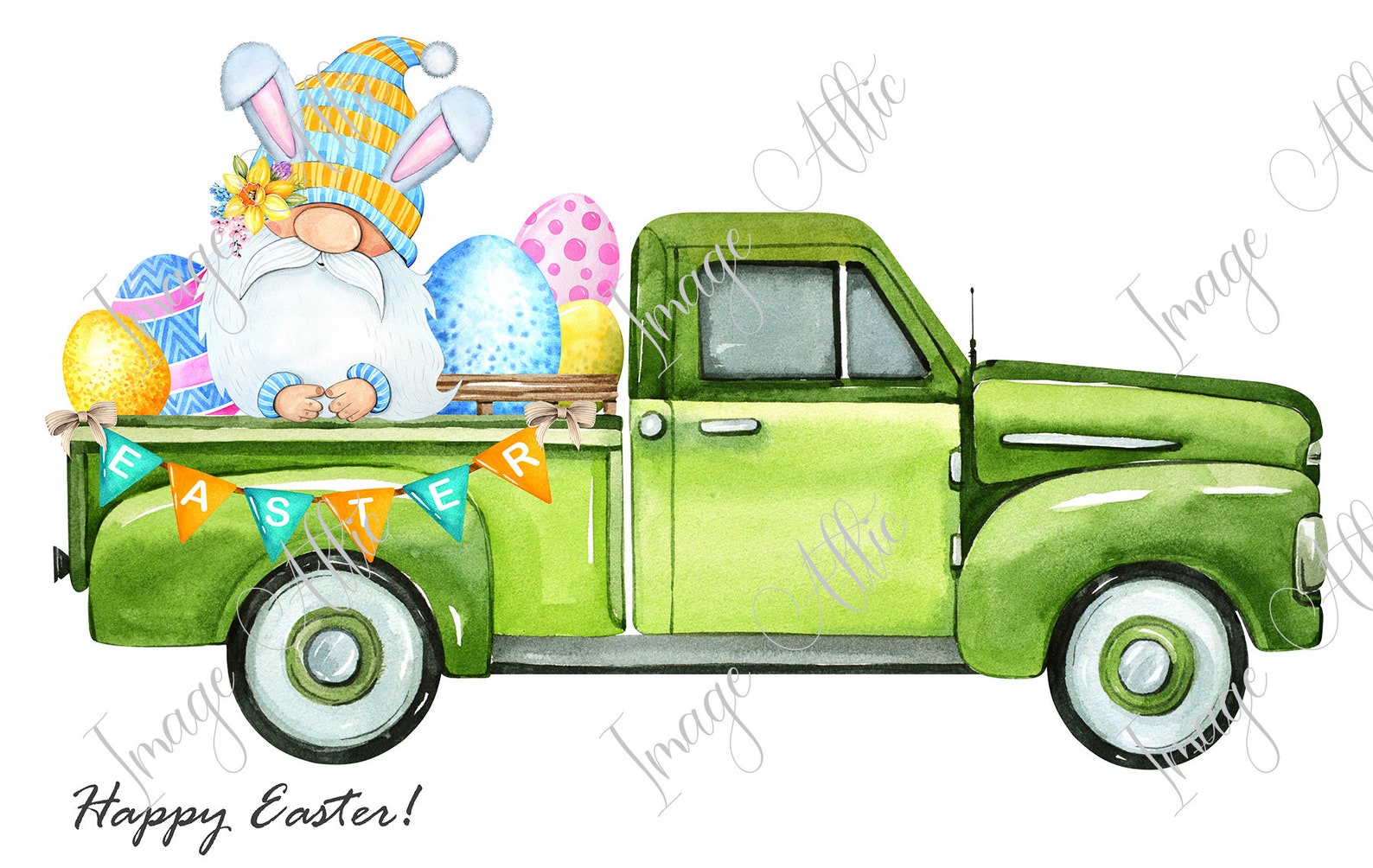 Gnome Easter Truck Happy Easter Waterslide Decal Clear Yeti Supplies ...