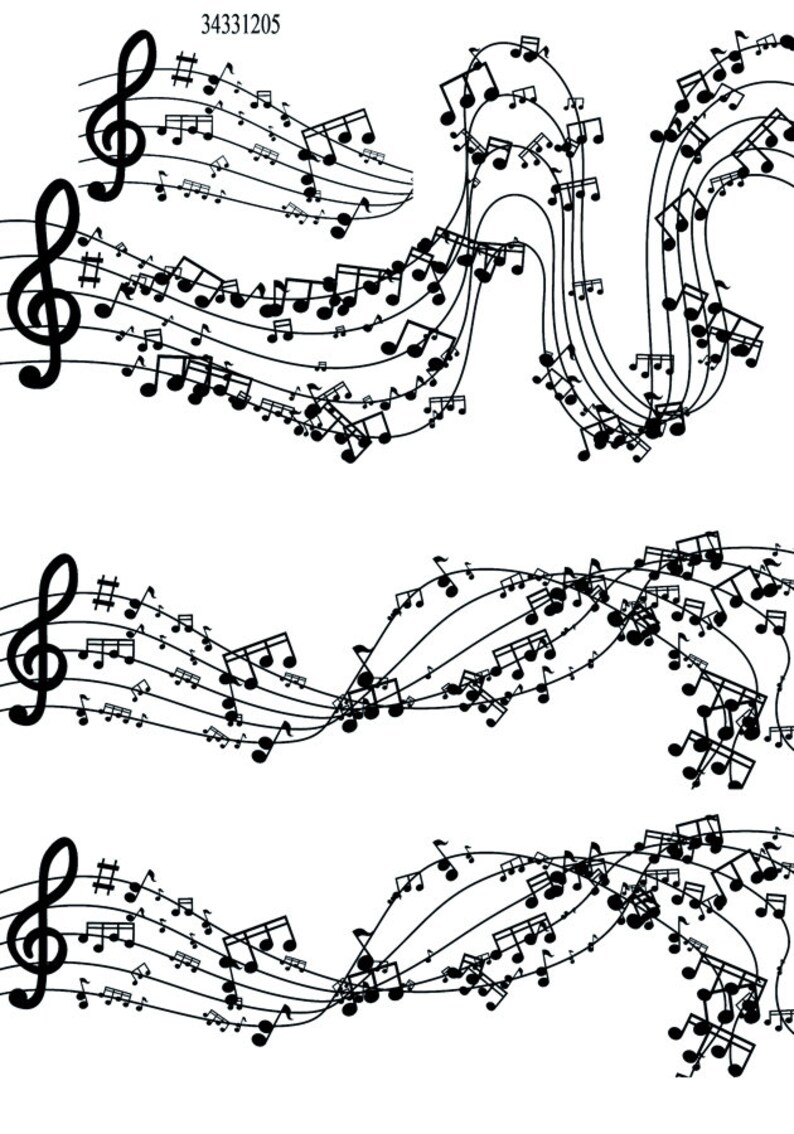Waterslide Decal - Clear - READY TO USE - the Rythm of Music Notes ...