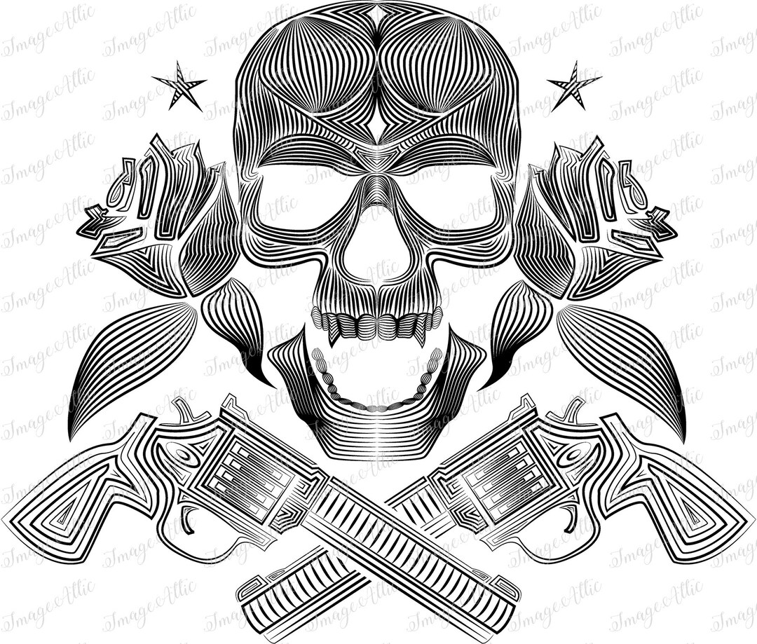 Skull Guns and Roses Waterslide Decal Clear READY TO USE Yetti Supply ...