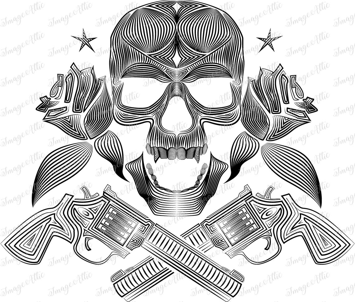 Skull Guns and Roses Waterslide Decal Clear READY TO USE - Etsy