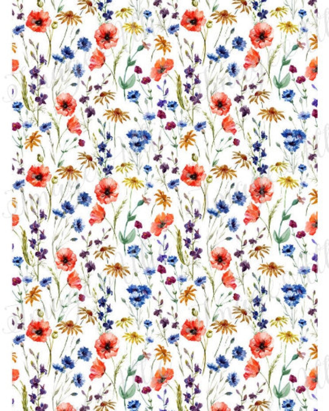 Wild Flowers Seamless 2 Sizes Waterslide Decal Clear READY TO USE 68269 ...