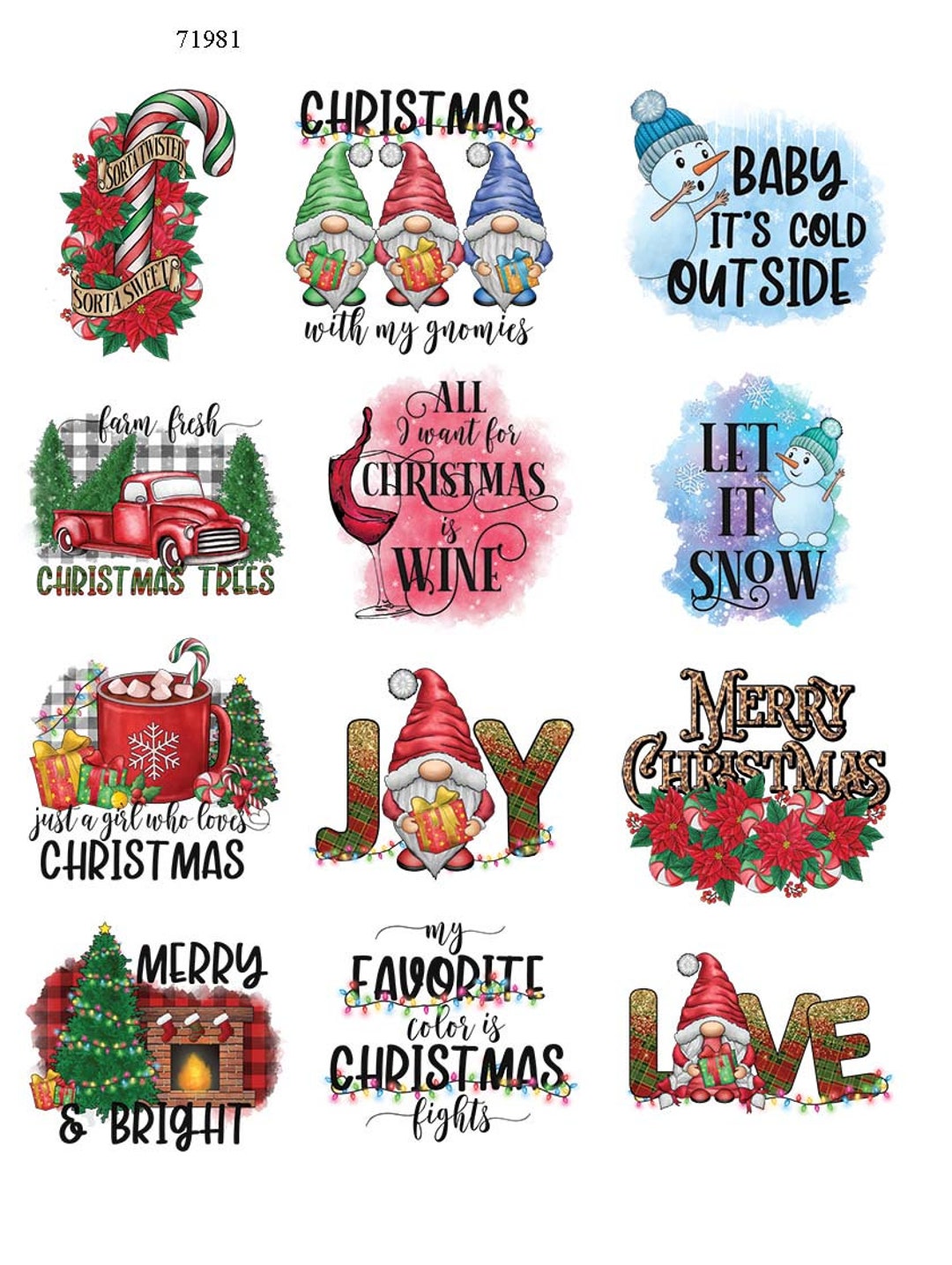 Merry Christmas Bundle - Waterslide Decal - Clear - Yeti Supply - READY ...