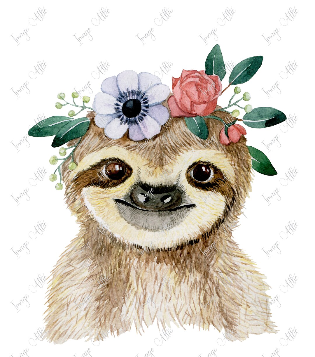 Sloth With Flowers - Waterslide Decal - Clear - READY TO USE- Yeti ...