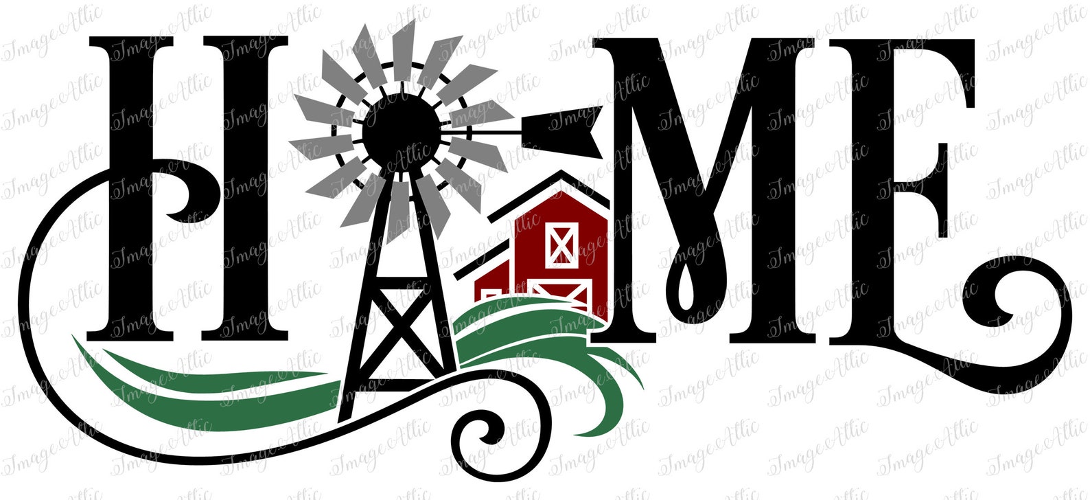 Home Windmill and Barn - Farm - Waterslide Decal - Clear - READY TO USE ...