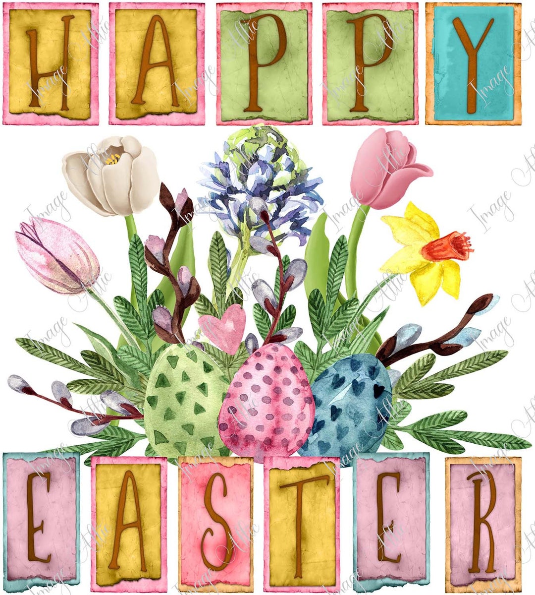 Happy Easter Sign - Waterslide Decal - Clear - READY TO USE- Yeti Decal ...