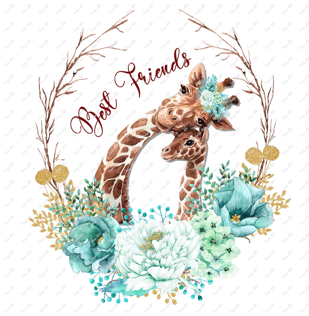 Best Friends Giraffes - Waterslide Decal - Clear - READY TO USE - Live ...
