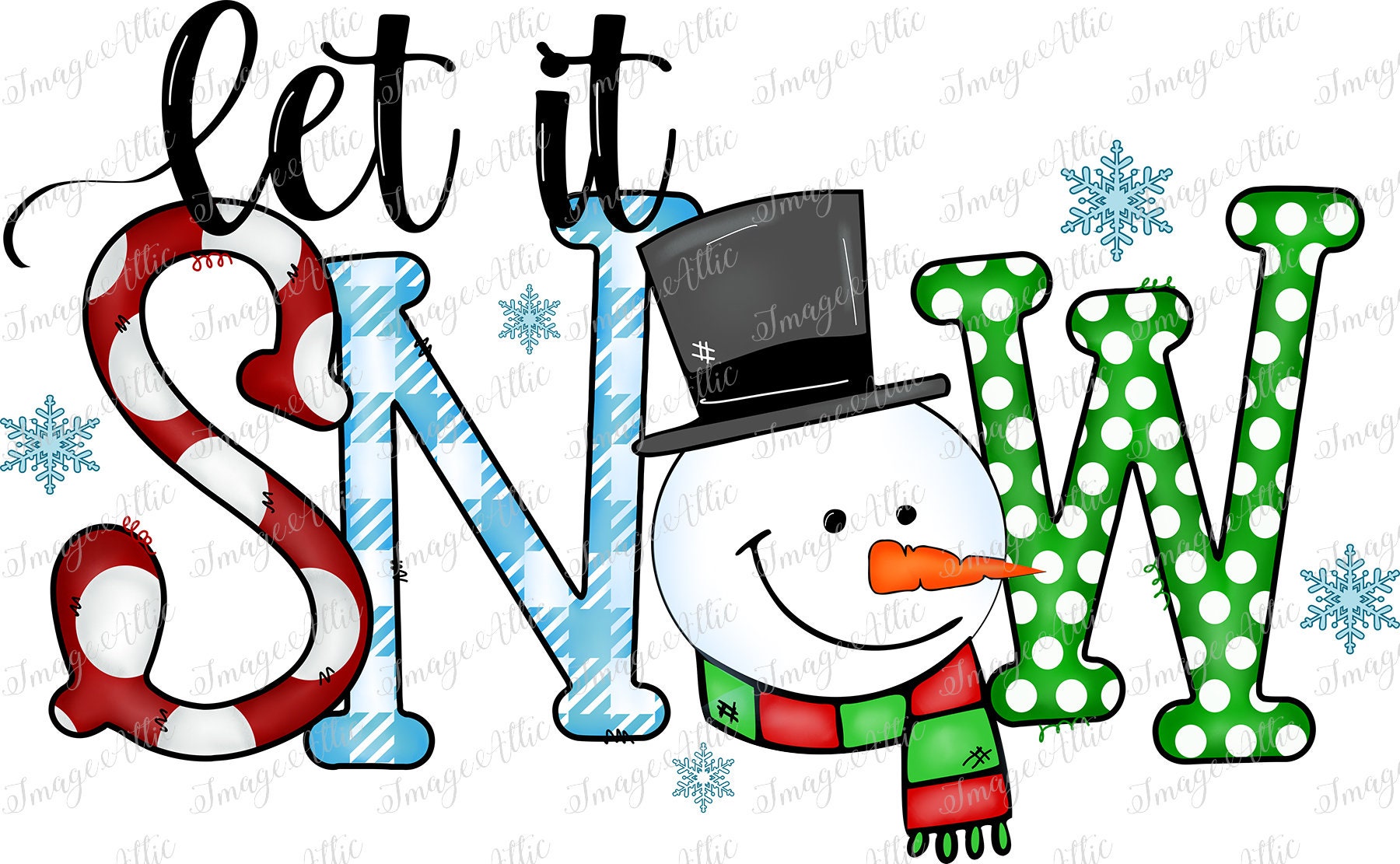 Let It Snow Snowman Christmas Waterslide Decal Clear READY TO USE Yeti ...
