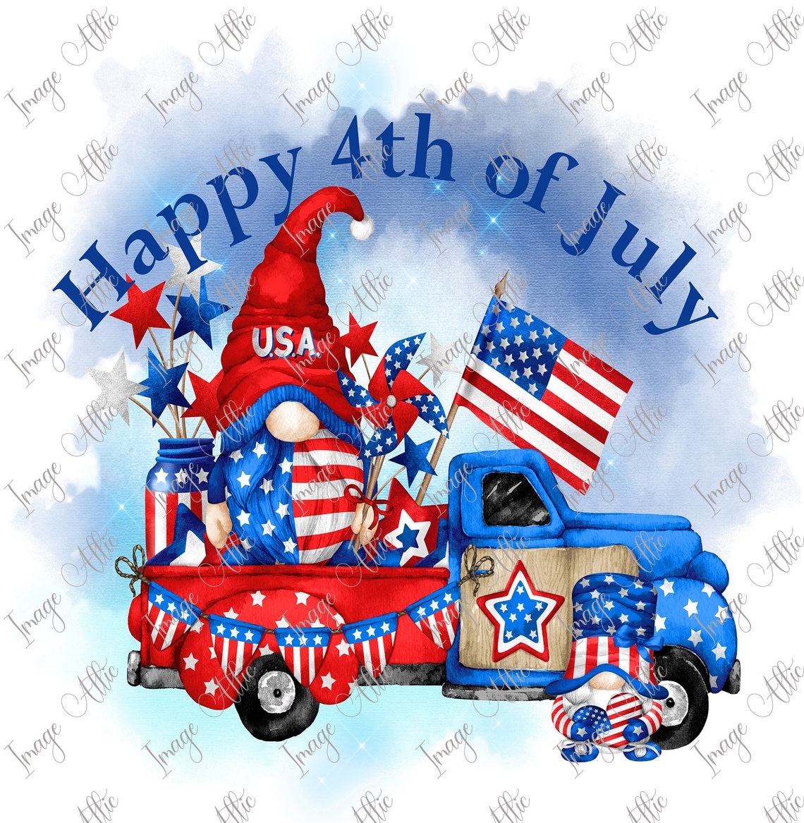 Happy 4th of July Truck Gnomes Celebration Waterslide - Etsy