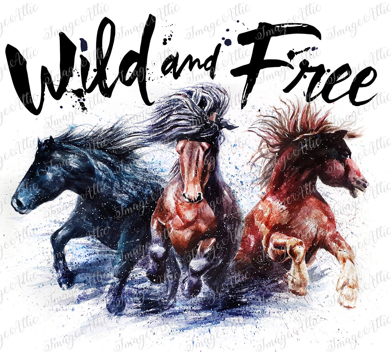 Wild and Free Horses - Waterslide Decal - Clear - READY TO USE - Yeti ...