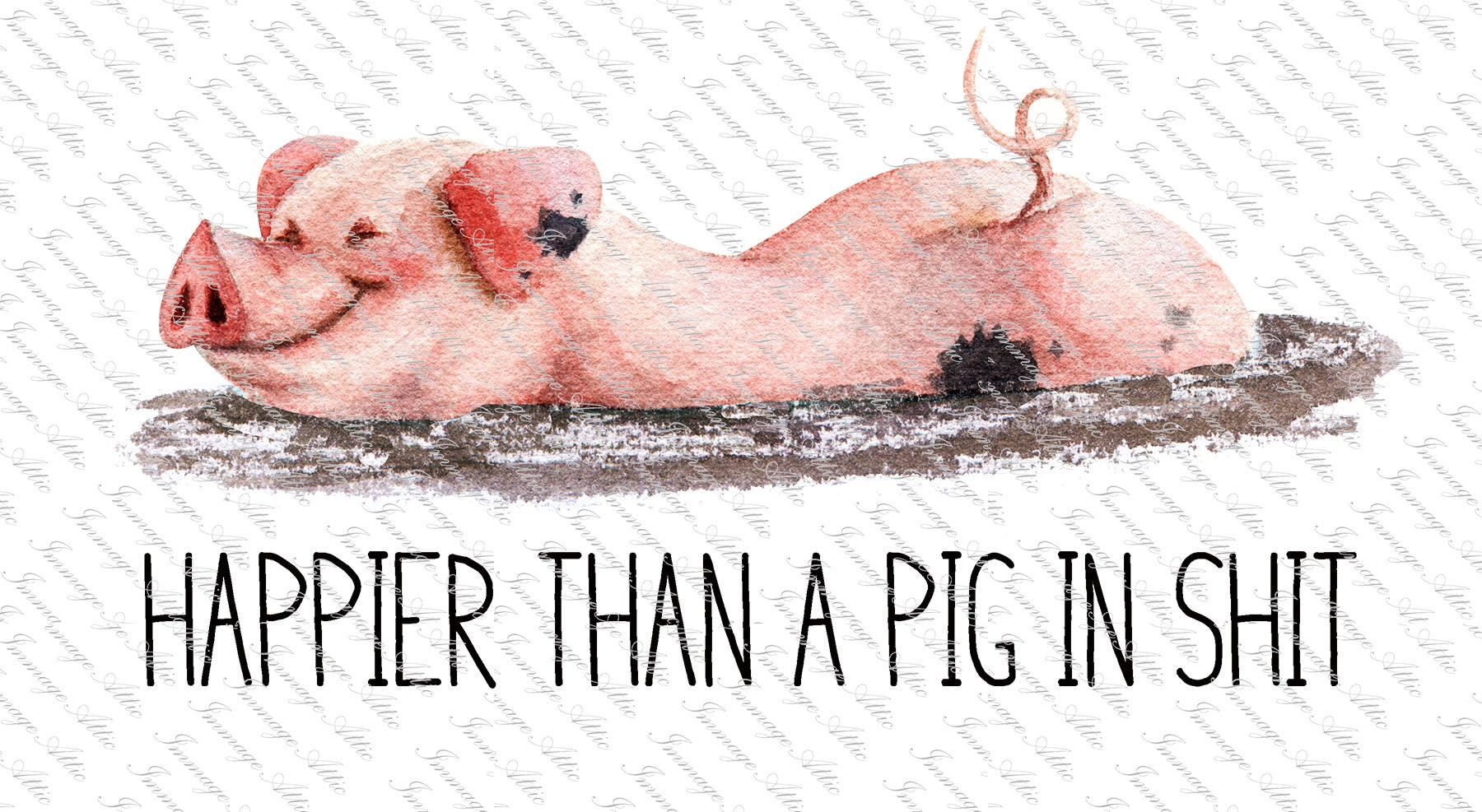 Happier Than a Pig in Sht Humorous Pig Waterslide Decal Clear READY TO ...