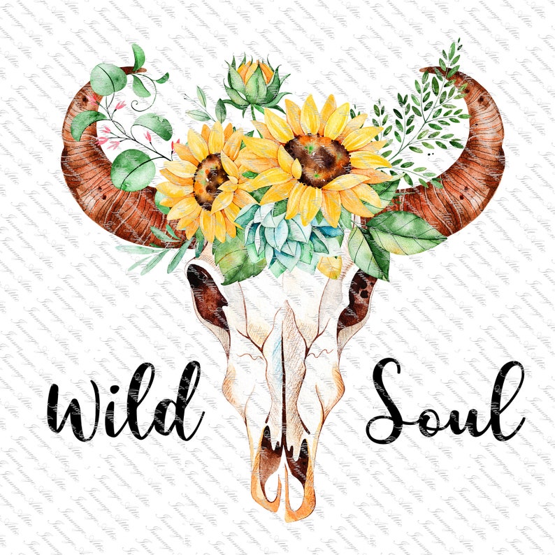 Wild Soul - Cow Skull - Waterslide Decal - Clear - READY TO USE - W ...