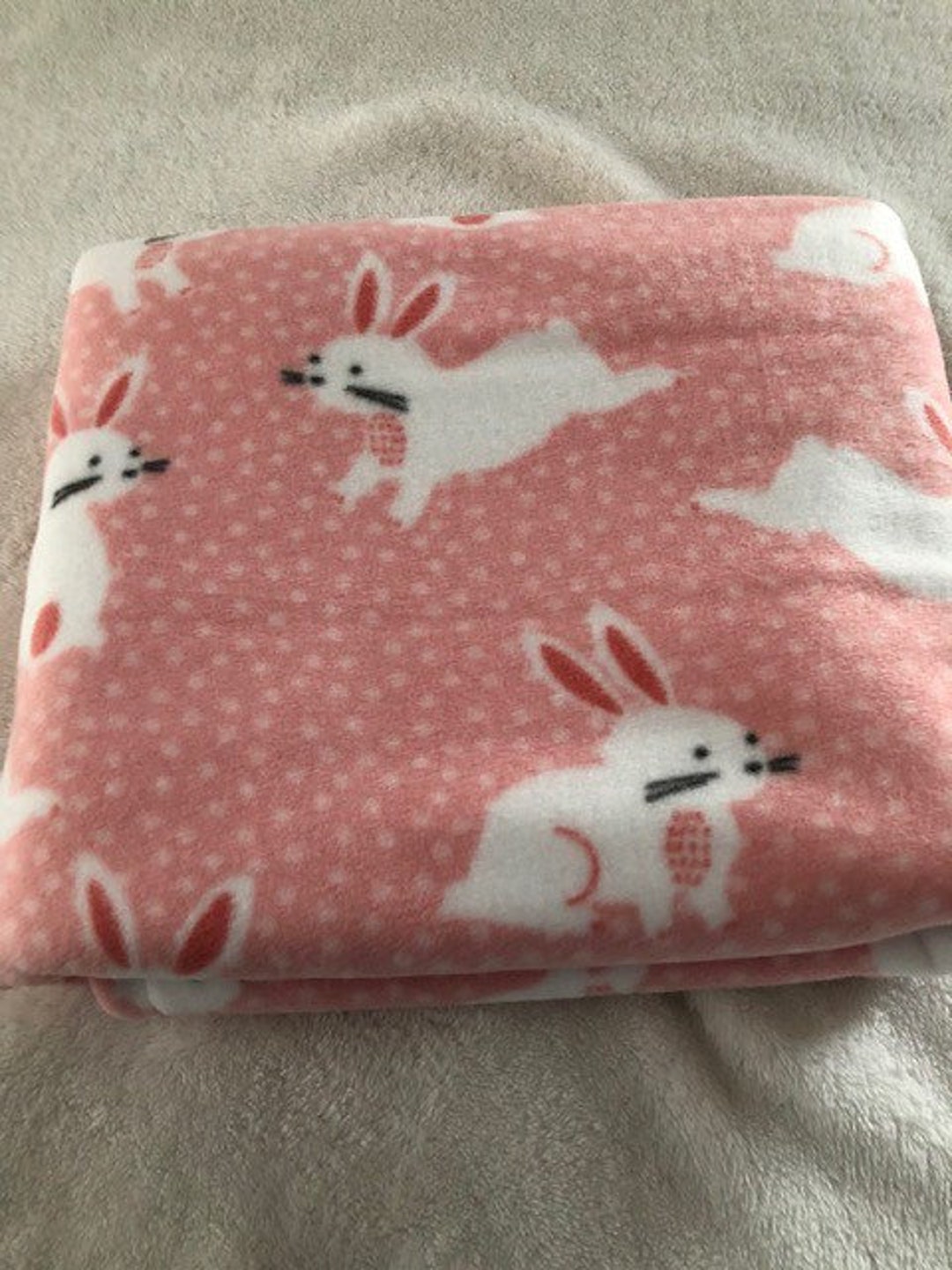 Bunny Soft Lush Snuggle Spring Double Sided Fleece Easter Bunny Blanket ...