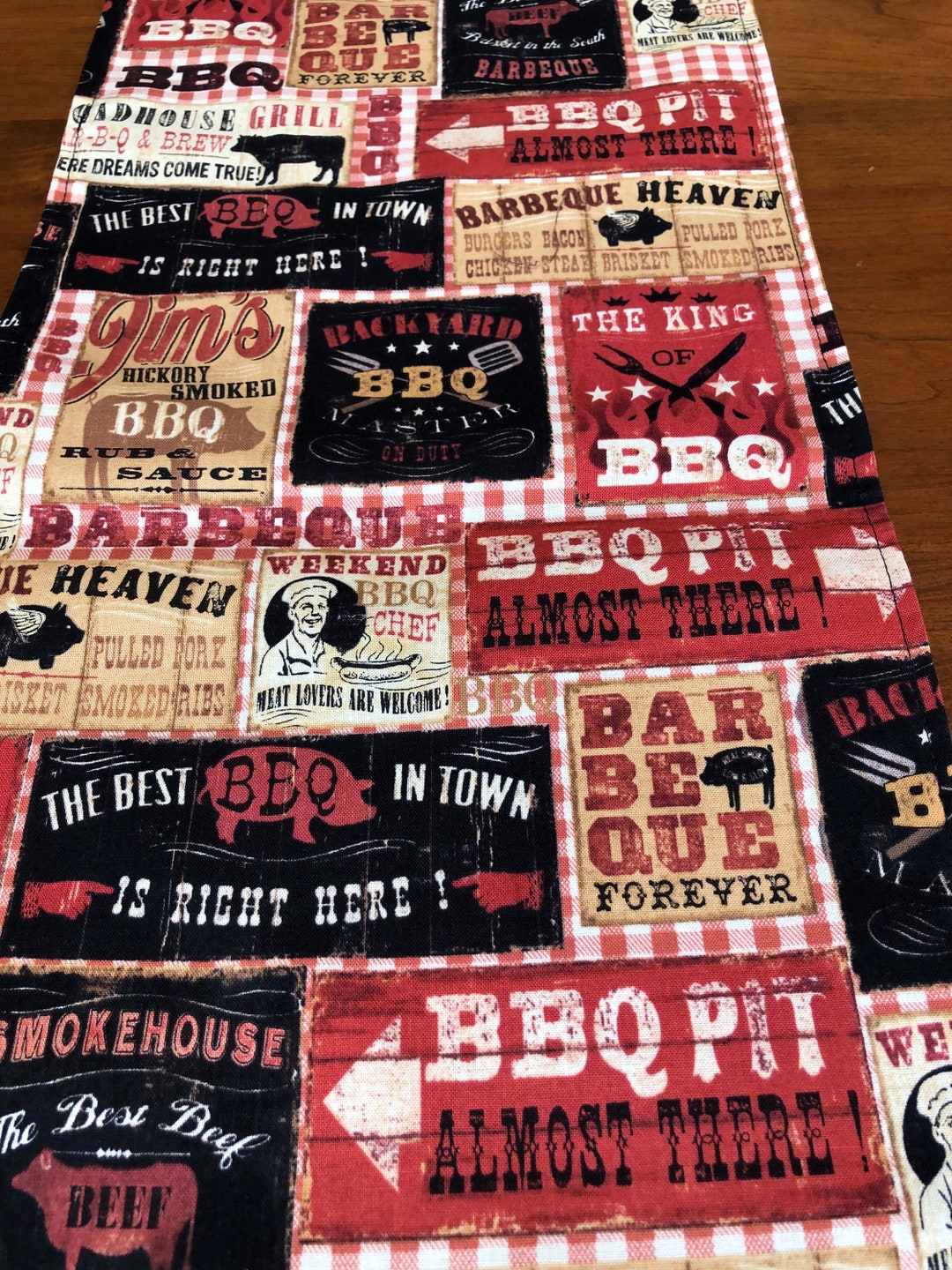 BBQ /cook Out Picnic Cotton Print Table Runner| Farm Life Table Topper ...