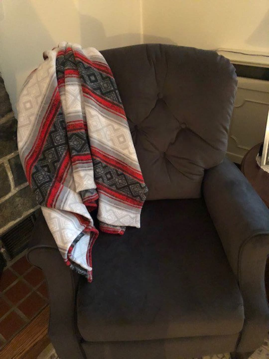 Southwest Aztec Diamond LUXE Soft Black Red Gray Buttery Soft Warm ...