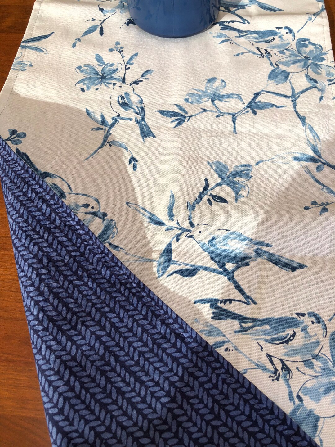 Bird Lover Table Runner | Blue Bird on Branches Reversible Table Runner ...