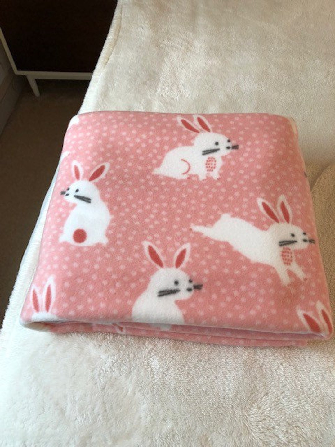 Bunny Soft Lush Snuggle Spring Double Sided Fleece Easter Bunny Blanket ...