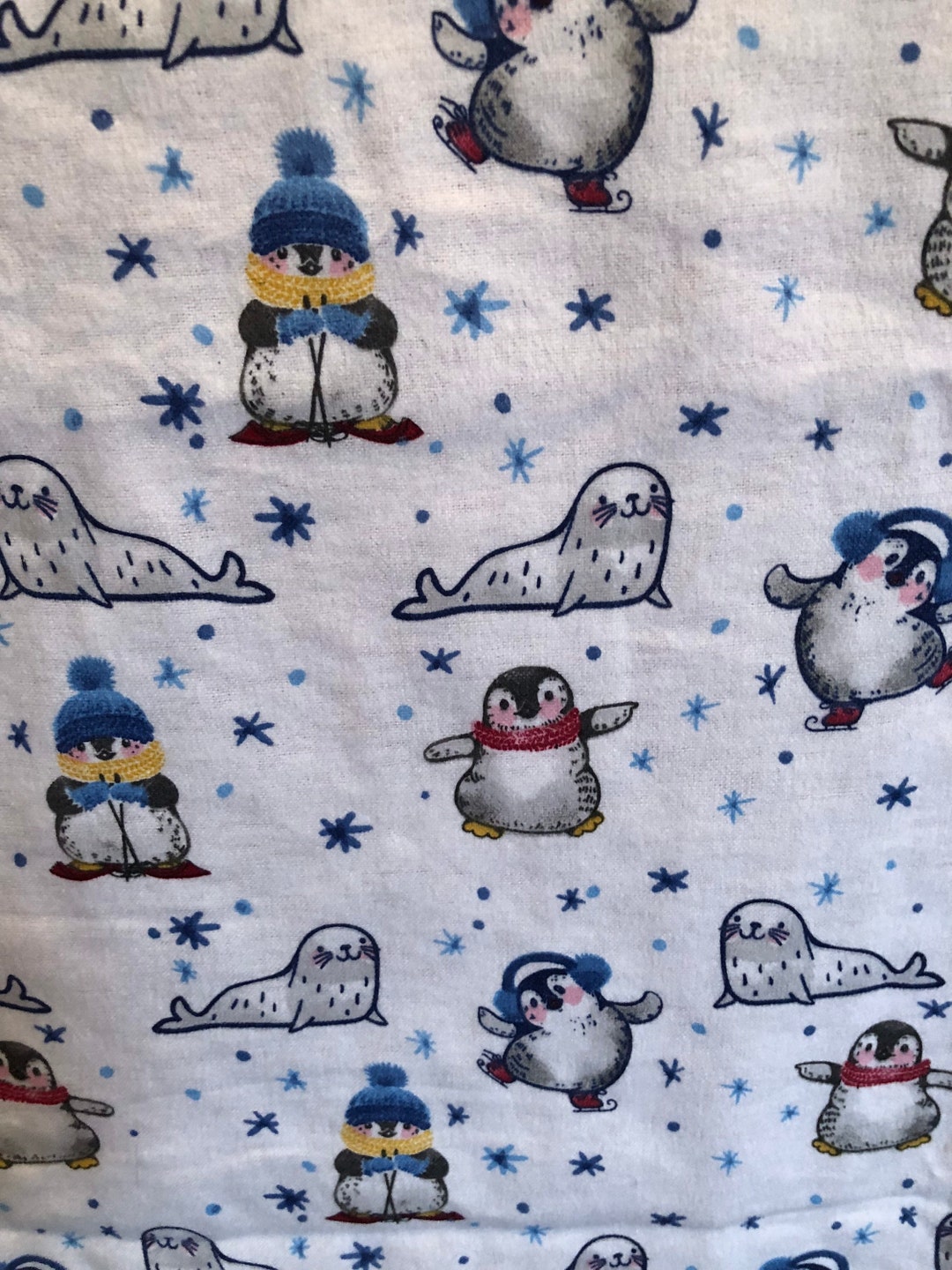 Penguins Seals Flannel/minky Soft Fleece Toddler Baby Blanket Blue ...