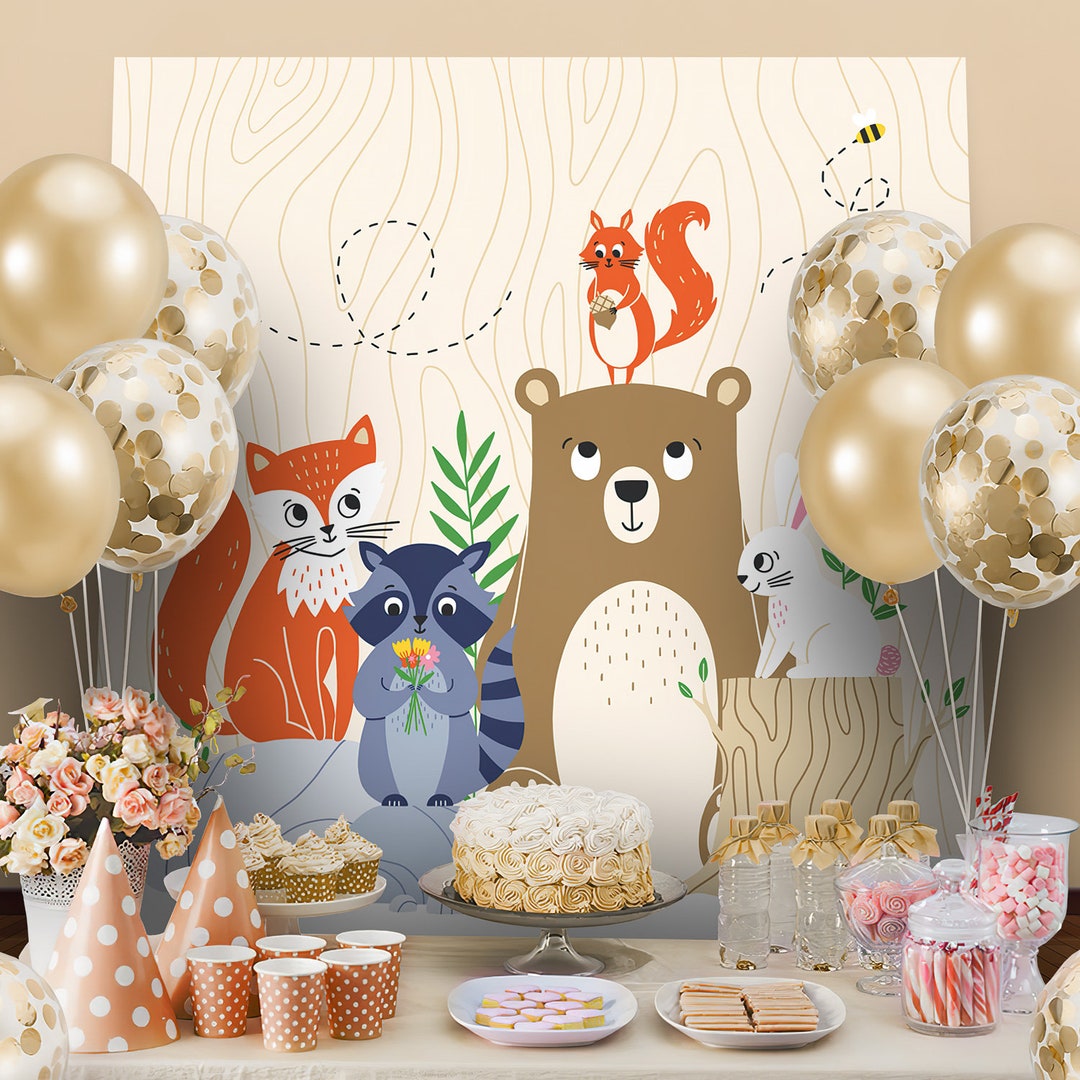 Woodland Party Backdrop,woodland Theme Party Decorations - Cute Animal ...