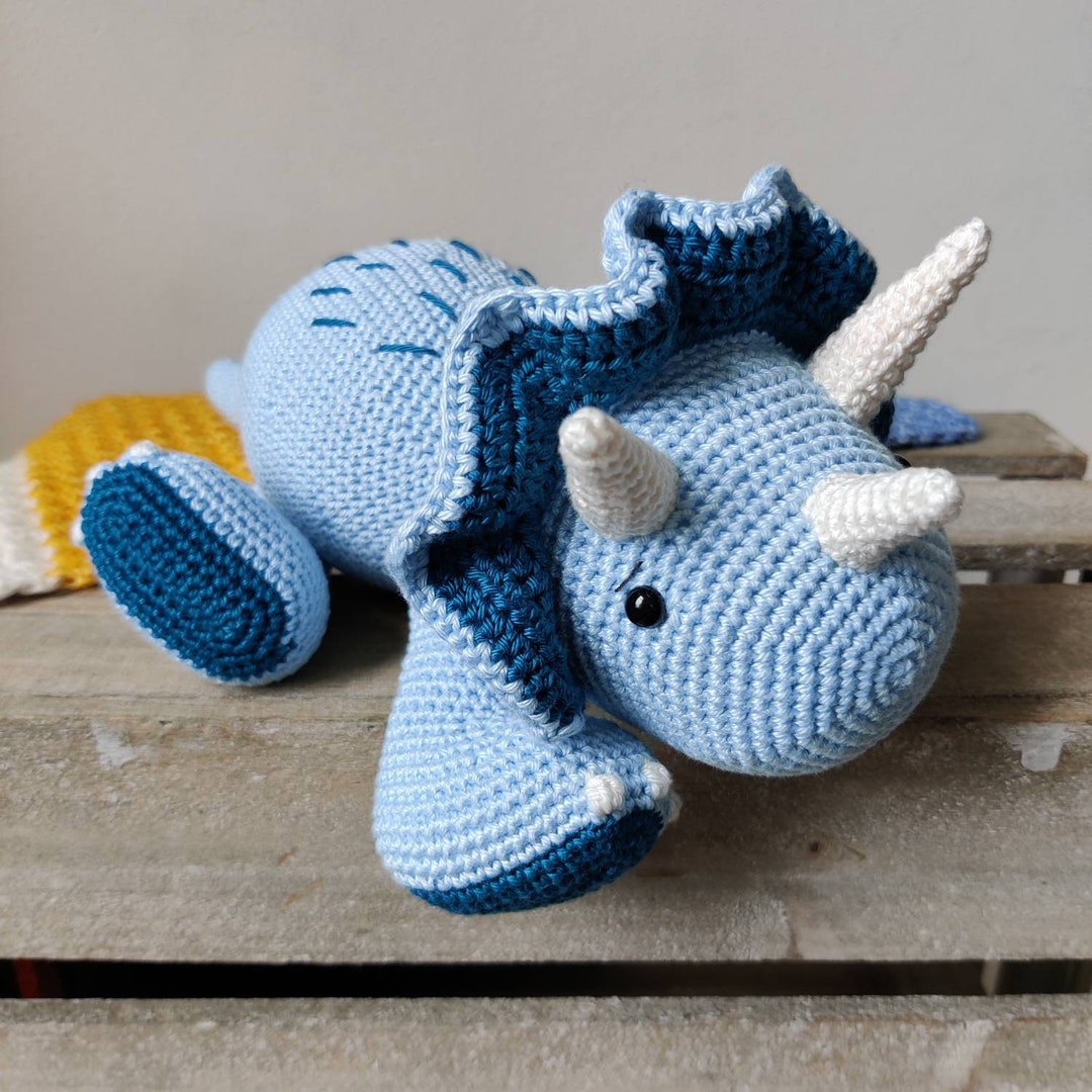 Crochet Cuddly Toy Dinosaur Sumo the Triceratops - Etsy