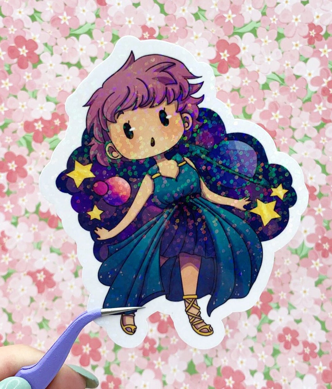 Space Girl Sticker | Waterproof Holo Vinyl Sticker - Etsy