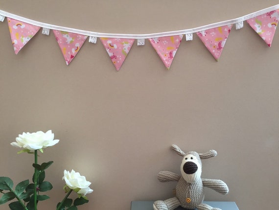 Handmade Fabric Mini Bunting Nursery Decoration Girls | Etsy