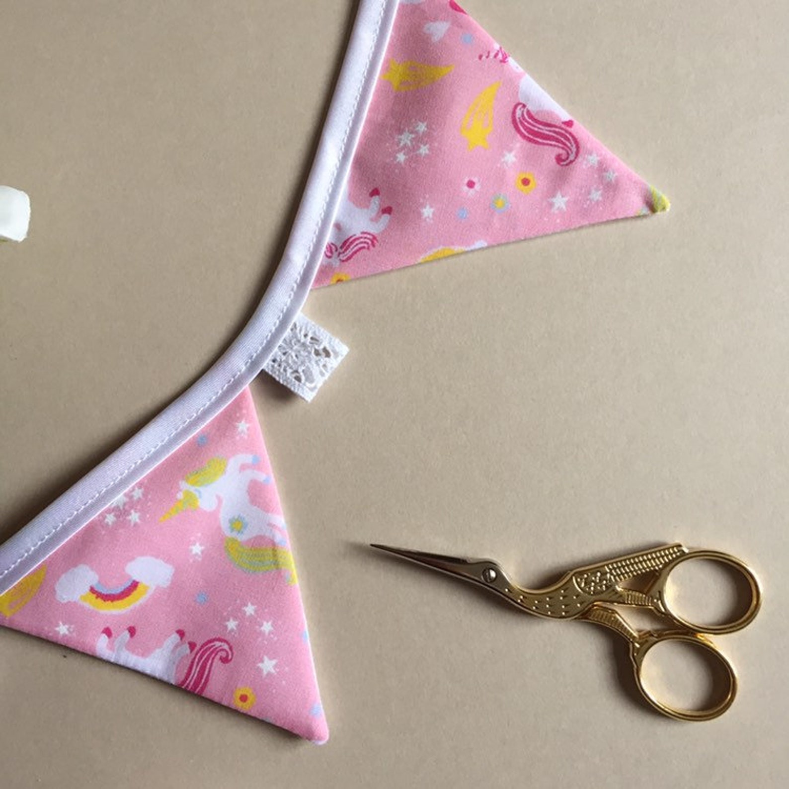 Handmade fabric mini bunting nursery decoration girls | Etsy