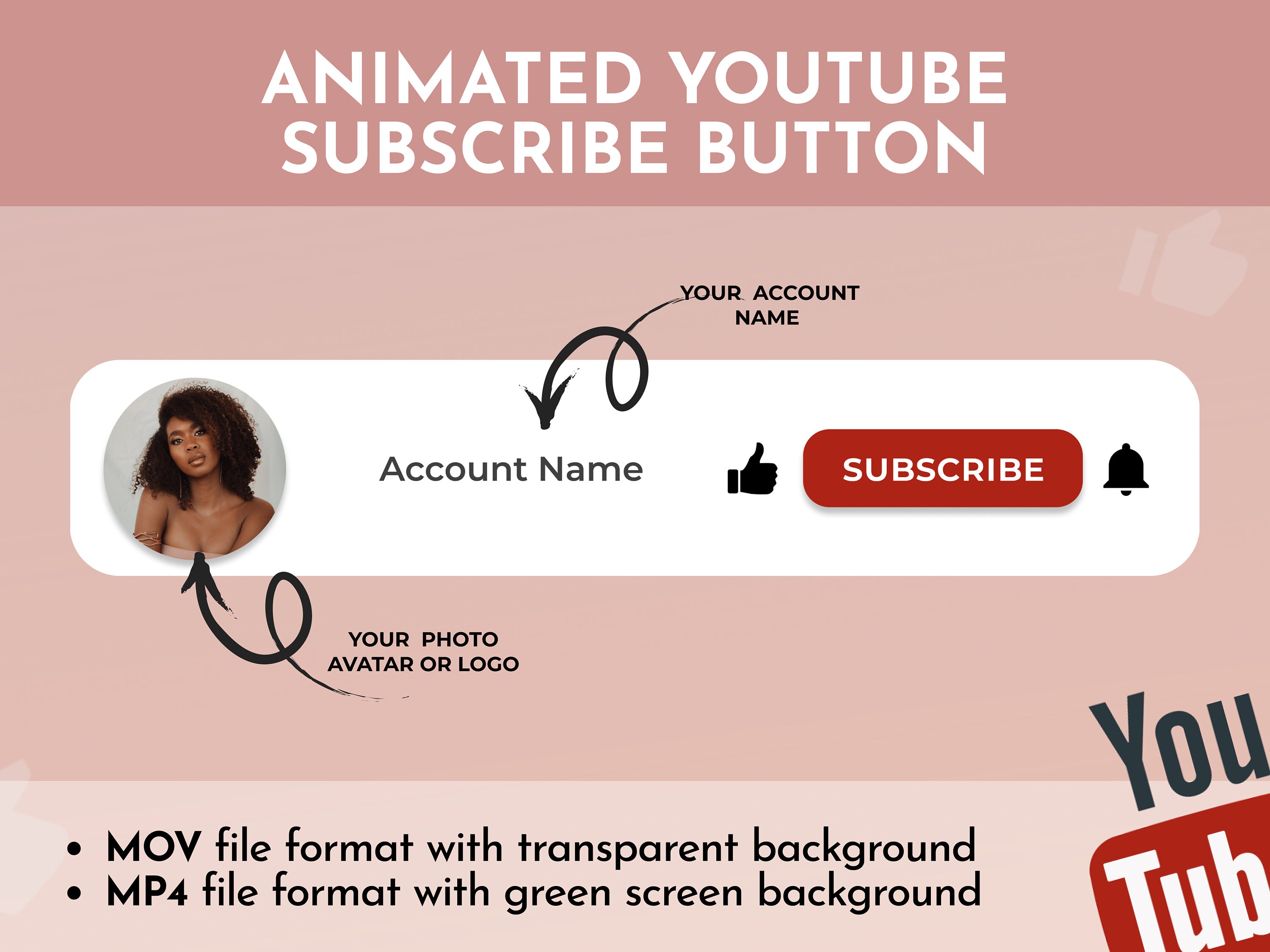 Animated Youtube Subscribe Button Overlay (MOV, MP4) - Etsy