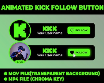 Custom Animated Kick Follow Button Overlay for Intro Videos - Etsy