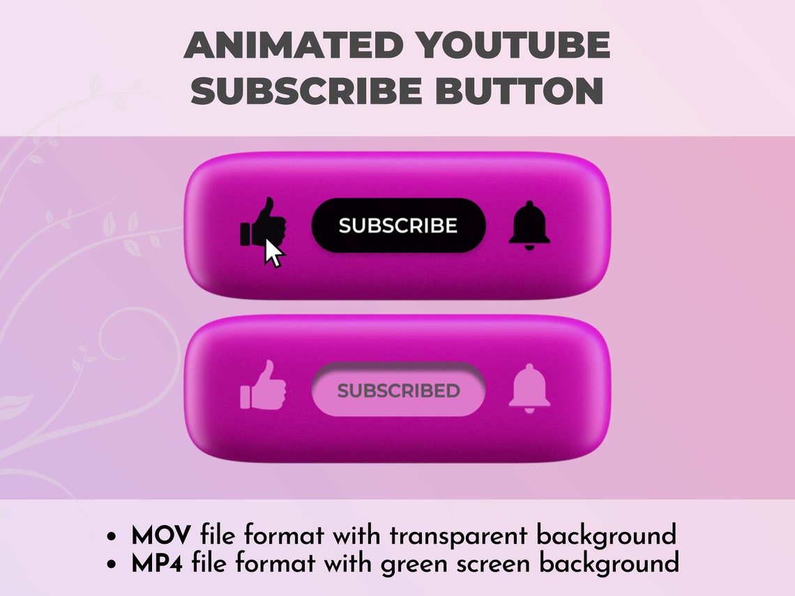 Animated Youtube Subscribe Button Overlay for Intro Videos Digital ...
