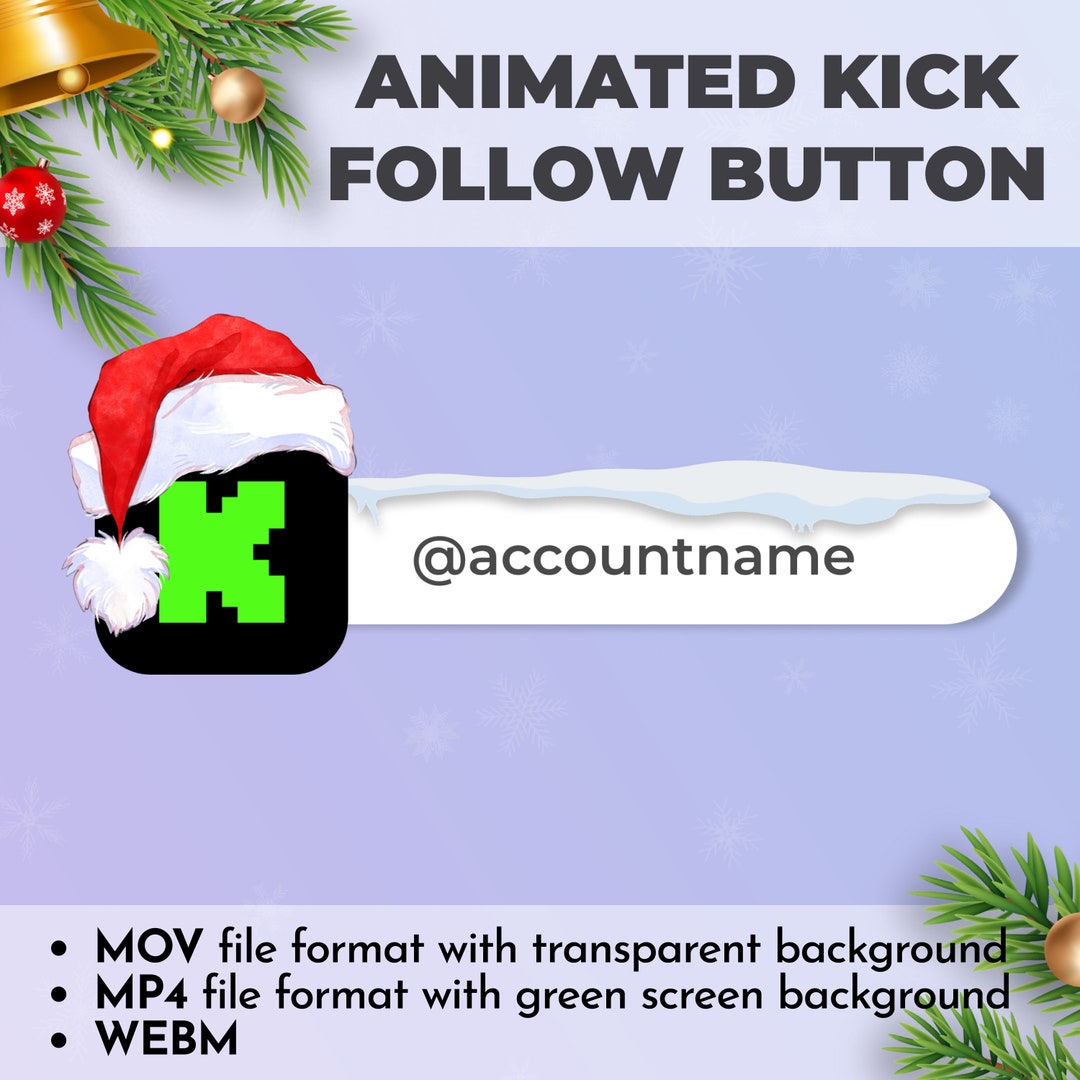 Christmas Custom Animated Kick Follow Button Overlay for Intro Videos - Etsy
