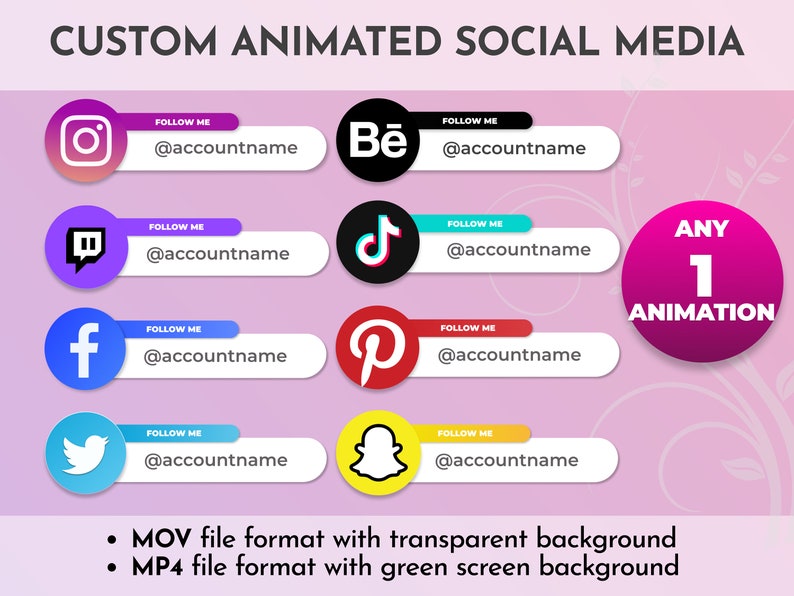 Custom Animated Social Media Lower Thirds for Youtube Intro Videos Instagram Twitter Twitch ...