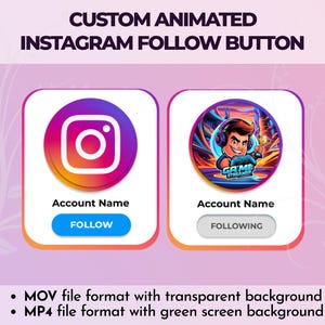 Custom Animated Instagram Follow Button Overlay for Intro Videos - Etsy
