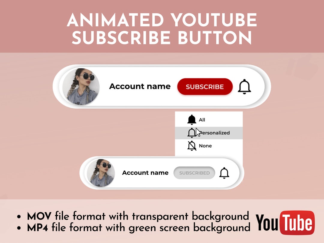 Custom Animated Youtube Subscribe Button Overlay (MOV, MP4) - Etsy