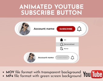 Custom Animated Youtube Subscribe Button Overlay Animation for - Etsy