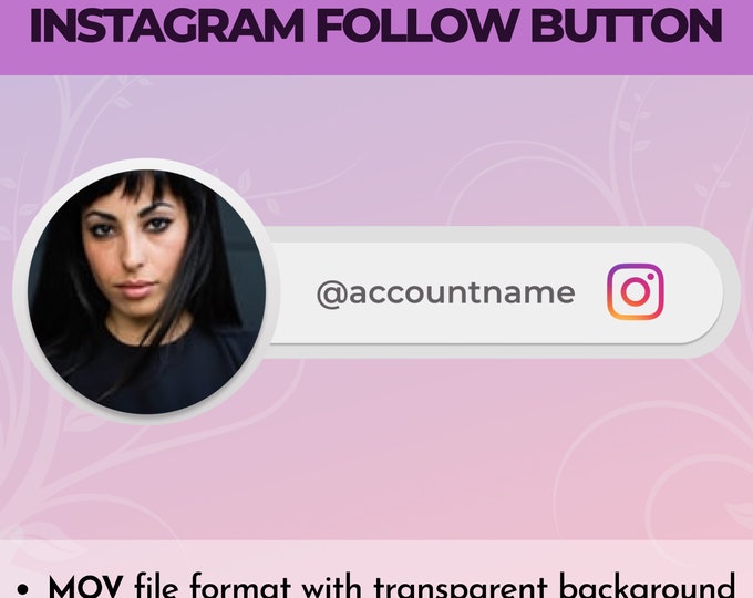 Personalized Custom Animated Instagram Follow Button Overlay for Youtube Videos - Etsy