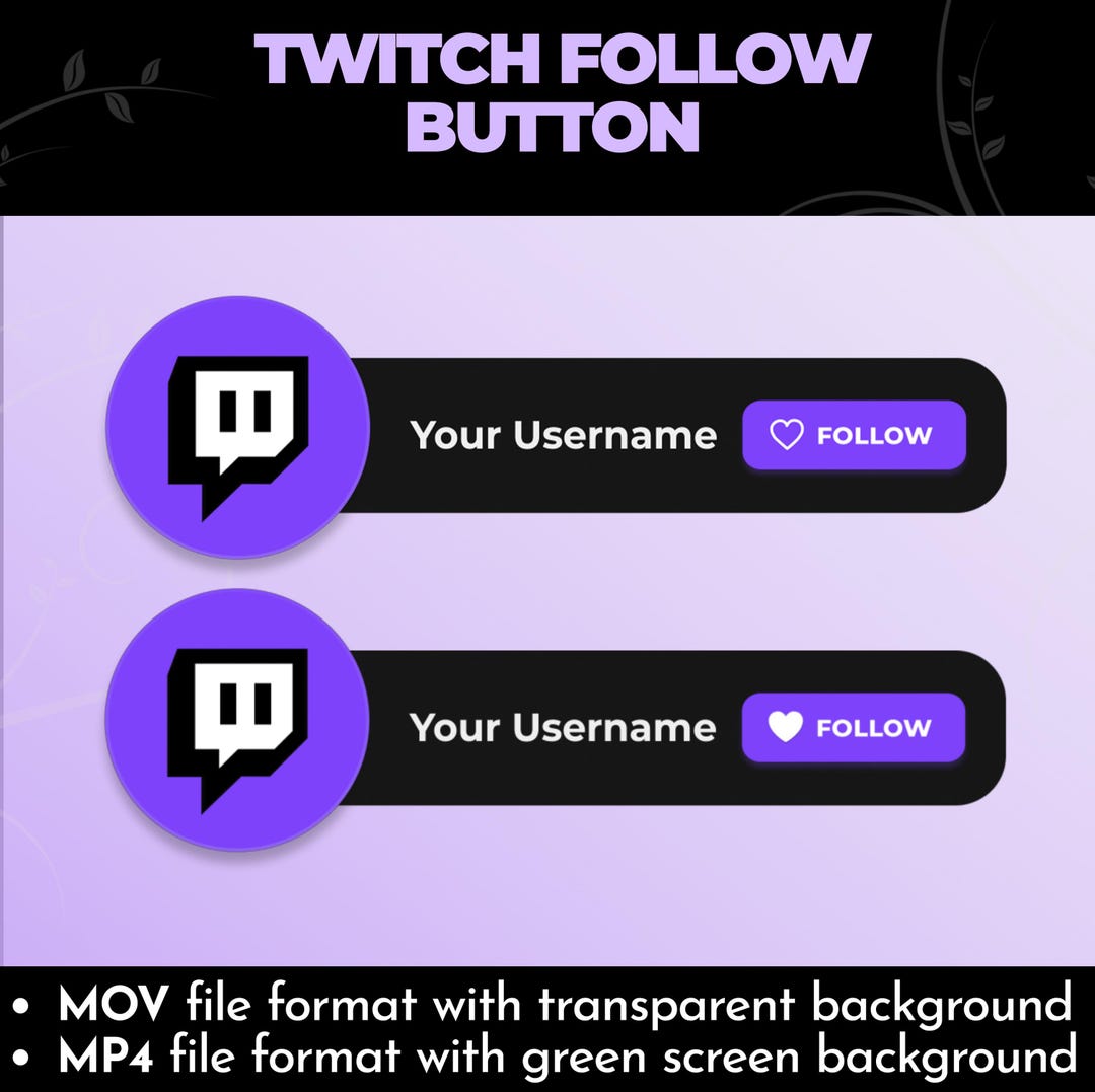 Custom Twitch Follow Button Animation Subscribe Button Overlay, Social ...