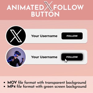 Custom Animated Twitter X Follow Button Popup Overlay for Intro Videos - Etsy