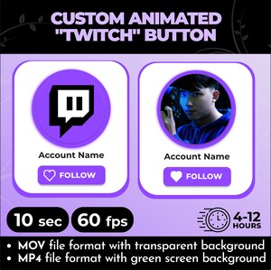 Animated Twitch Follow Button Pop-up Overlay for Stream for Obs ...
