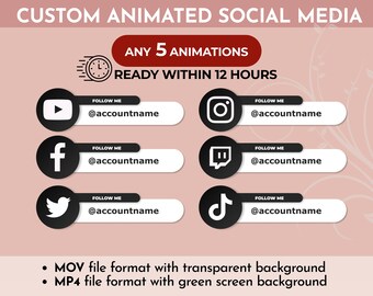 Custom Social Media Lower Thirds for Twitch Overlays Animated - Etsy