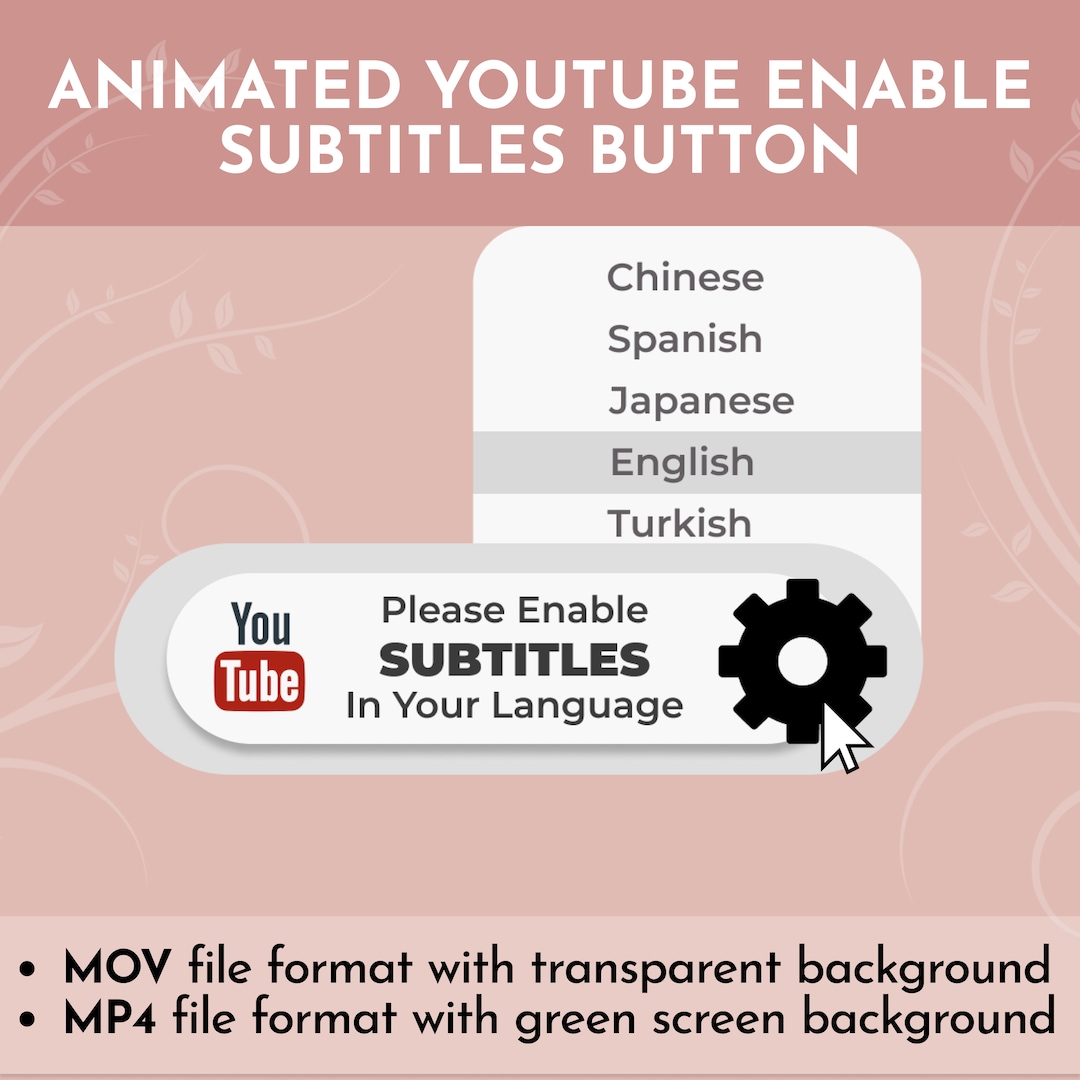 Animated Youtube, Enable Subtitles Button Overlay for Intro Videos ...