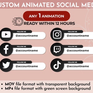 Custom Animated Social Media Lower Thirds for Youtube Intro Videos | Instagram Twitter Twitch ...