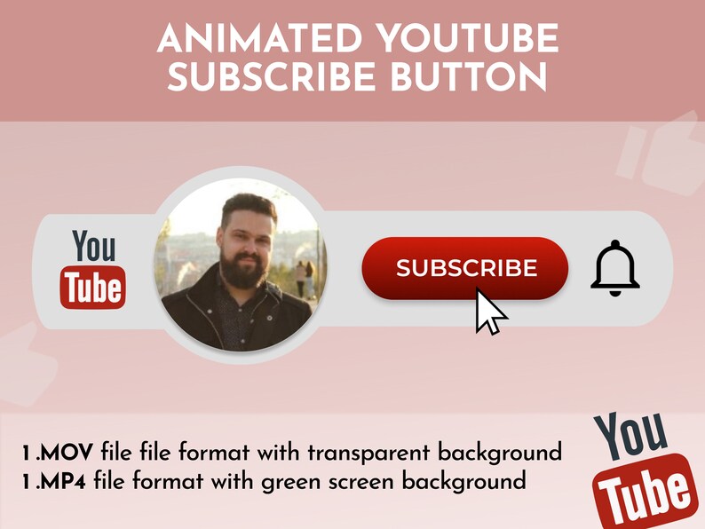 Custom Animated Youtube Subscribe Button Overlay (MOV, MP4) - Etsy