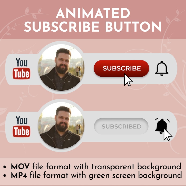 Custom Animated Youtube Subscribe Button Overlay (MOV, MP4) - Etsy