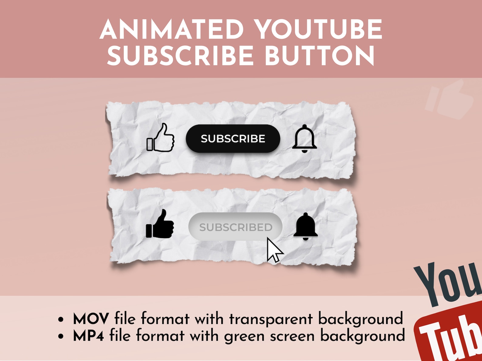Animated Youtube Subscribe Button Overlay for Intro Videos Digital ...