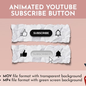 Animated Youtube Subscribe Button Overlay for Intro Videos Digital ...