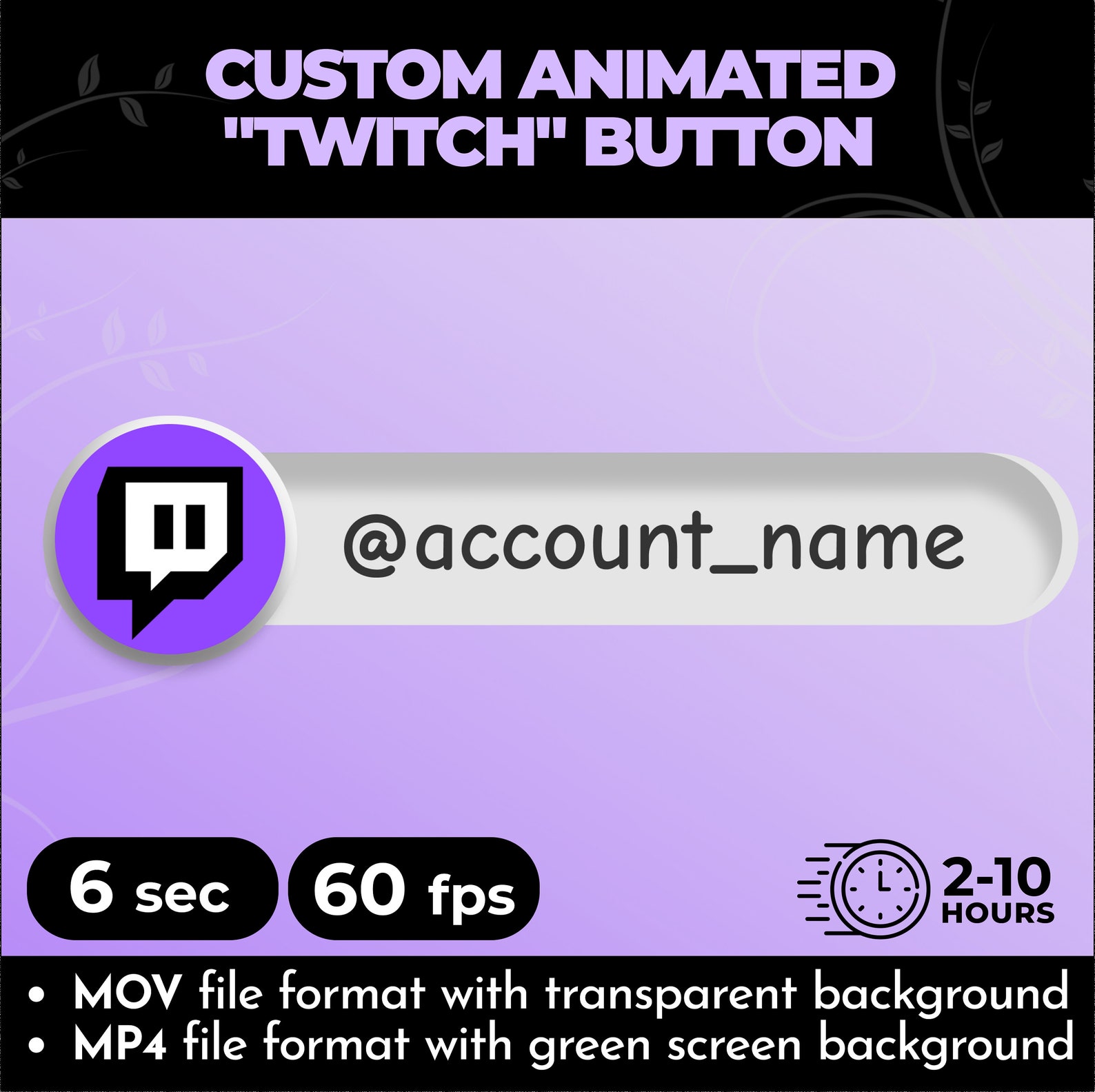 Custom Animated Twitch Follow Button Overlay for Intro Videos - Etsy